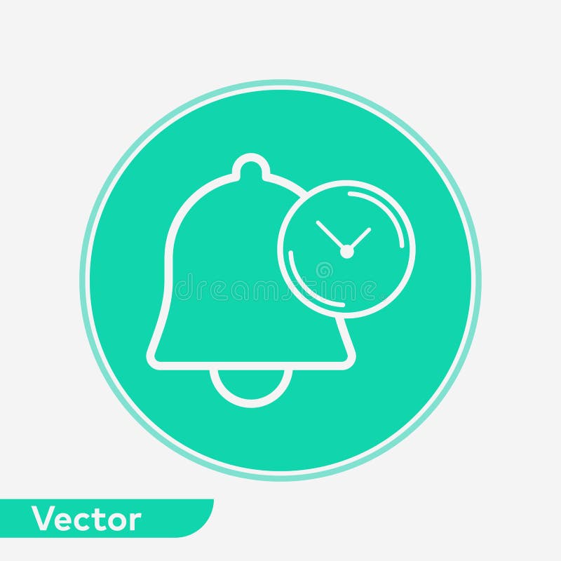 Clock and Bell Vector Icon Sign Symbol Stock Vector - Illustration of ...