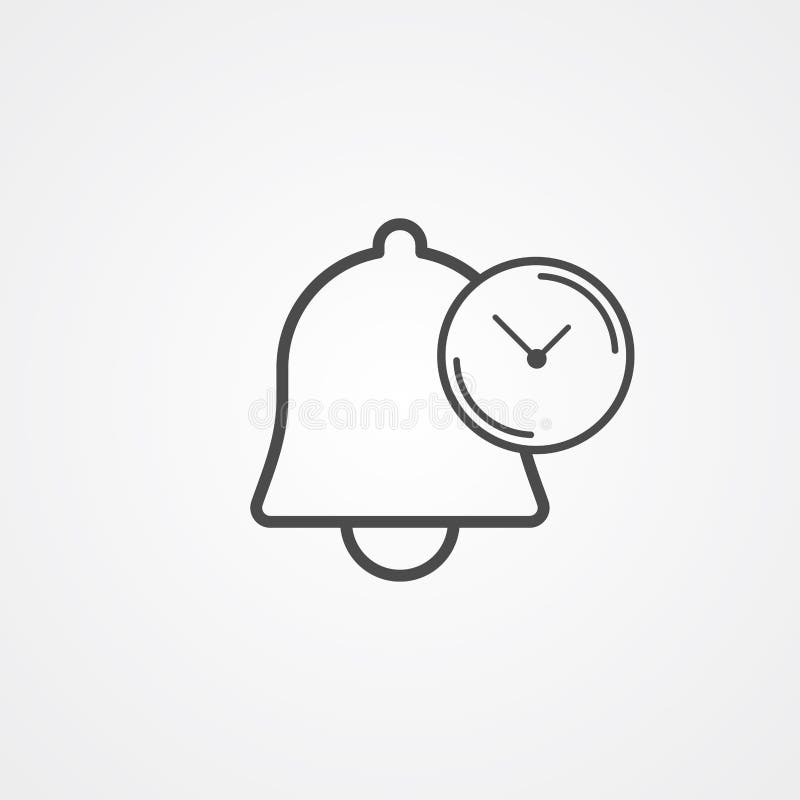 Clock and Bell Vector Icon Sign Symbol Stock Vector - Illustration of ...