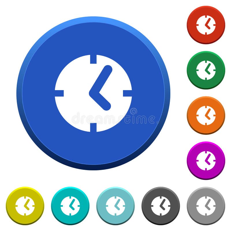 Clock beveled buttons stock vector. Illustration of buttons - 188505600