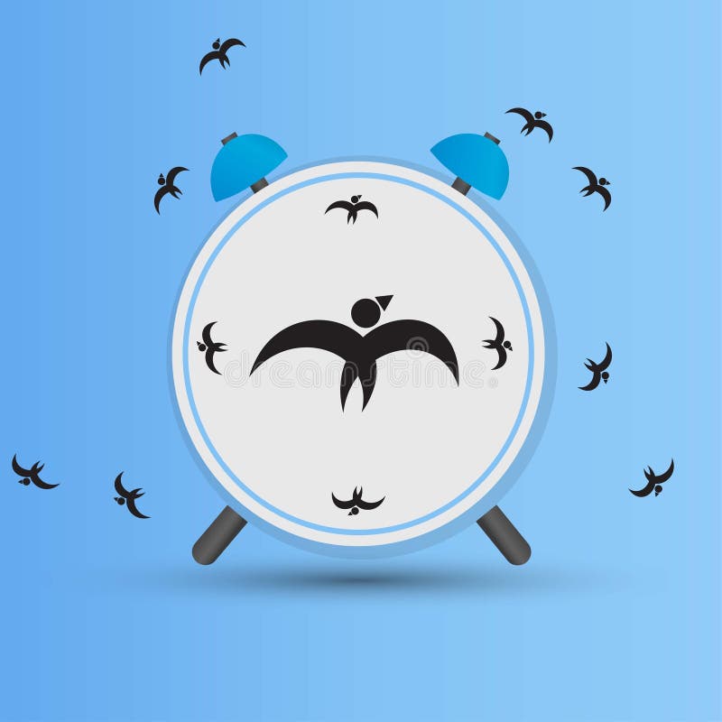 Alarm Clock Face with Flying Birds, Time Flies Concept Stock Vector ...