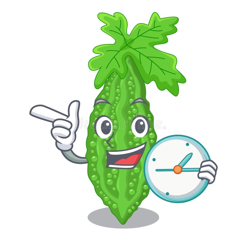 With Clock Bitter Melon Gourd on Shape Cartoon Stock Vector ...