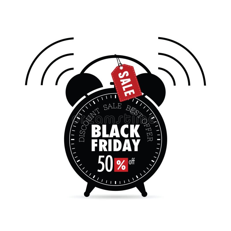 Clock with Black Friday on it Illustration Stock Vector - Illustration ...