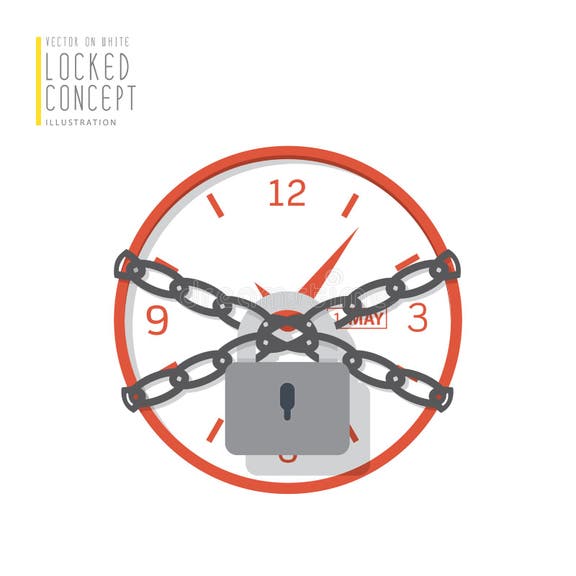 Clock are Bound with Chains and Locked with a Padlock Flat Vecto Stock ...