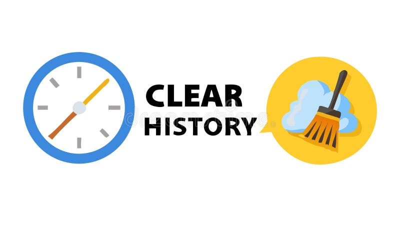 Clock with Broom Vector Graphic, Clear History and Cleanup Icon, Vector ...
