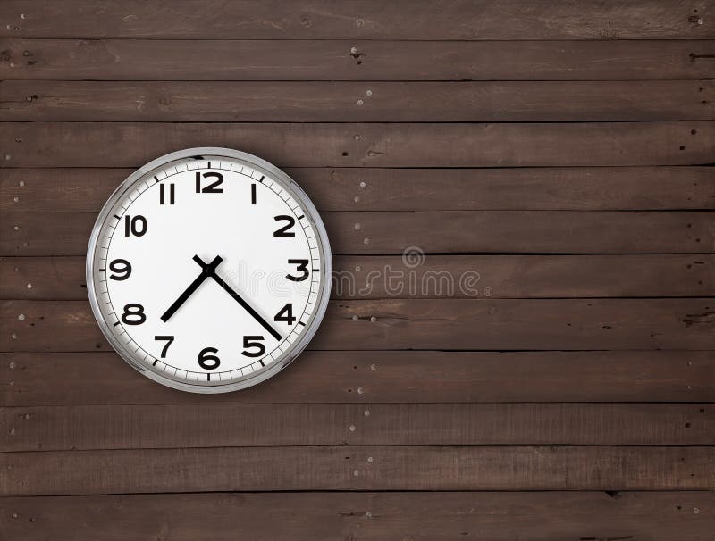 Clock on a Brown Wooden Wall Stock Photo - Image of clock, texture ...