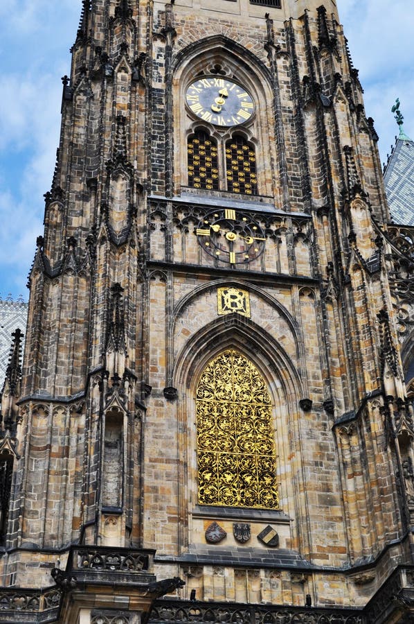 Clock on the Building of the Cathedral and an Openwork Window Made of ...