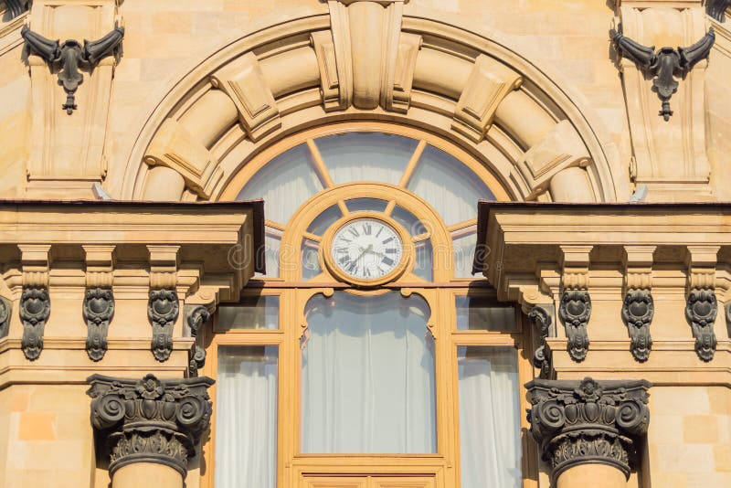 Clock on the Building`s Facade Stock Photo - Image of ancient, time ...