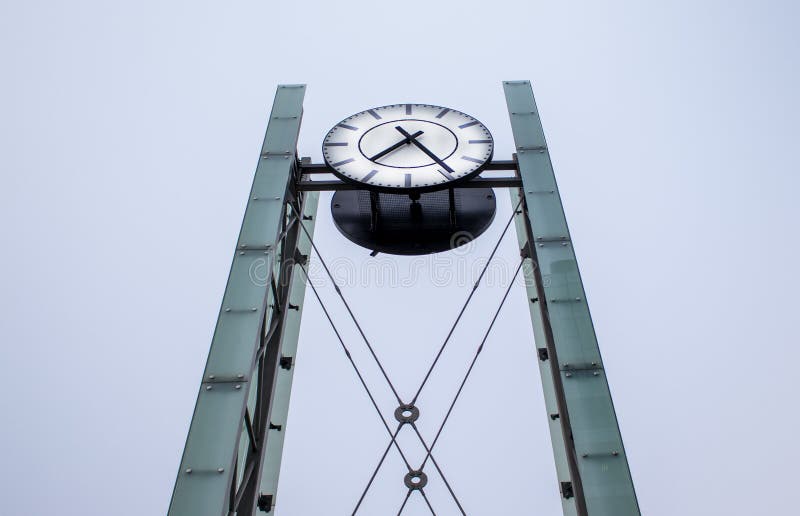 Clock in the Business Center. Clock in Front of an Office Building ...