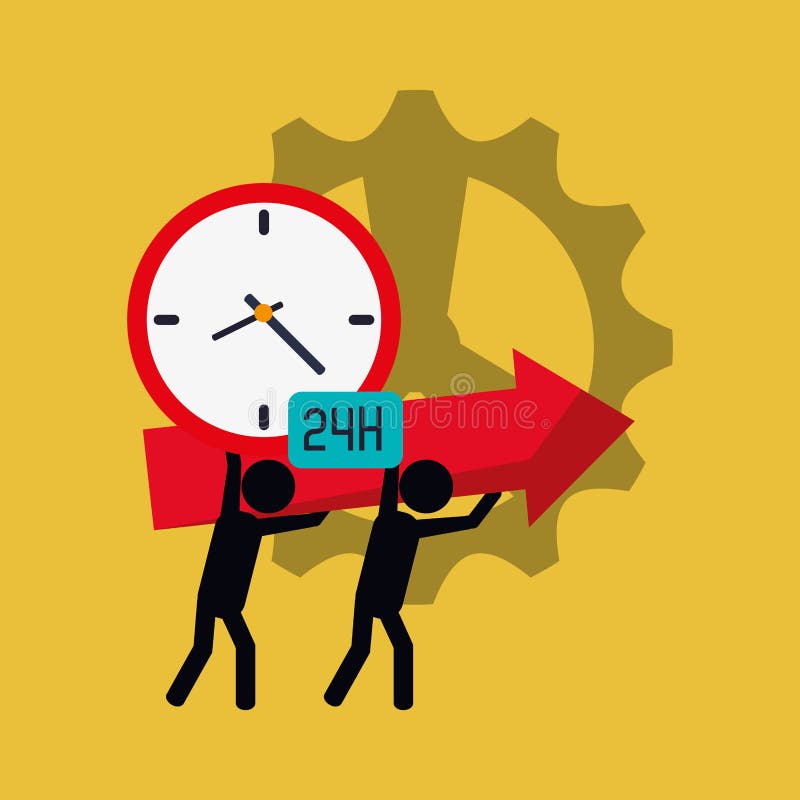 Clock with Business People and Office Related Icons Stock Vector ...