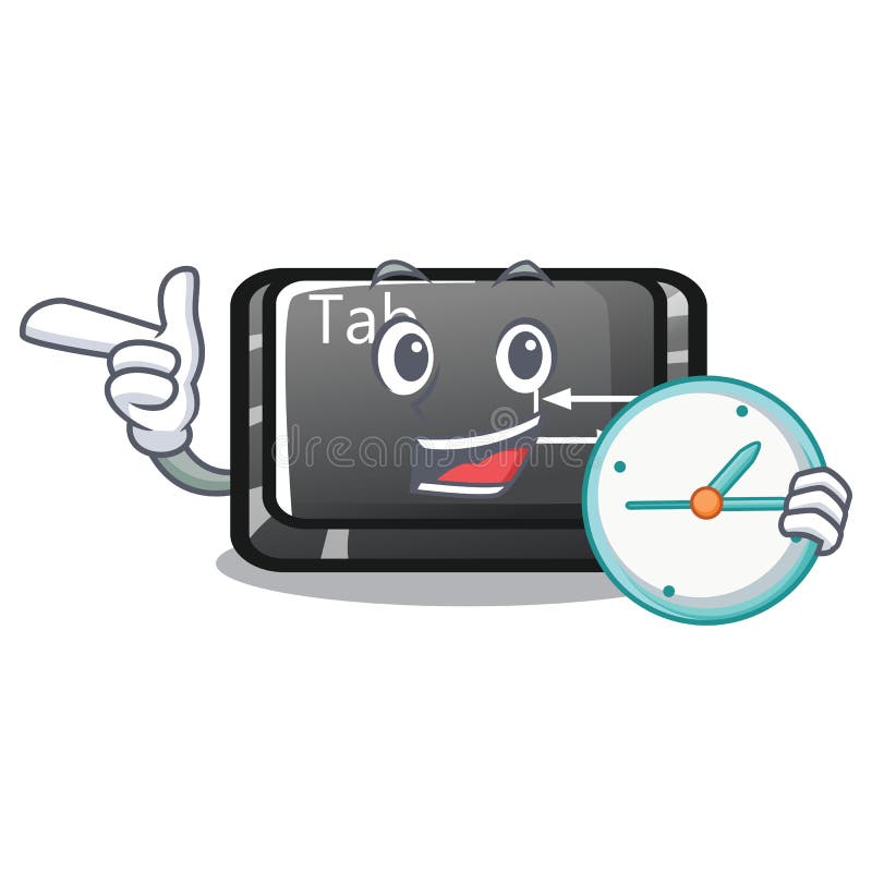 With Clock Button Tab in the Shape Cartoon Stock Vector - Illustration ...