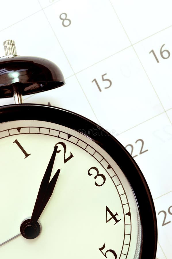 Ticking Time Clock with Calendar Stock Photo - Image of schedule, days ...