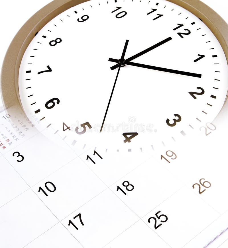Clock and calendar stock photo. Image of agenda, close - 26679914
