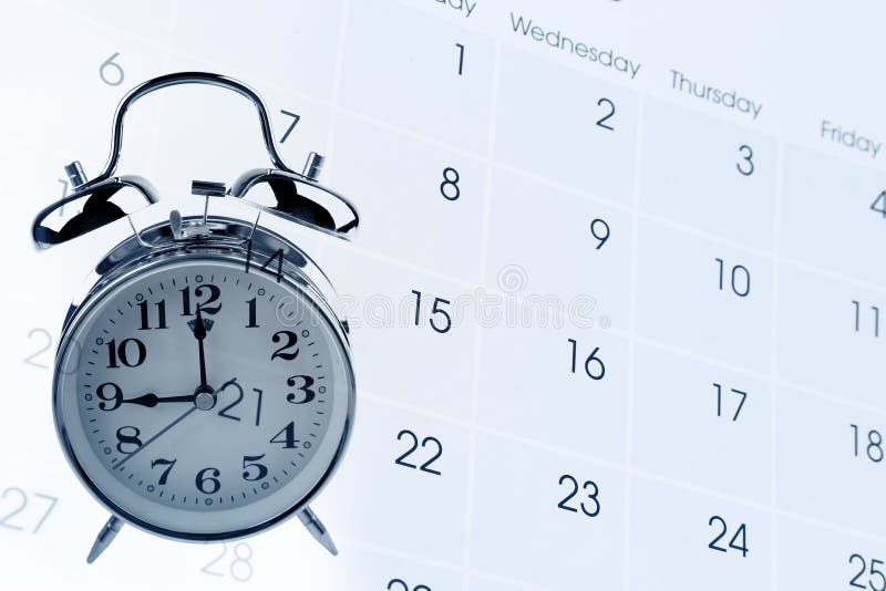 Clock and calendar in sky stock photo. Image of passingquot - 224458042