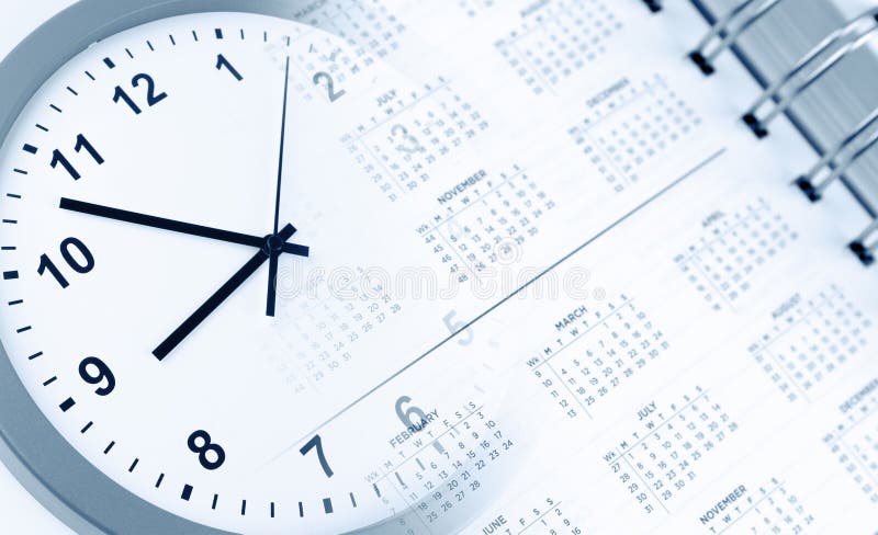 Clock and calendar stock image. Image of management - 264640181