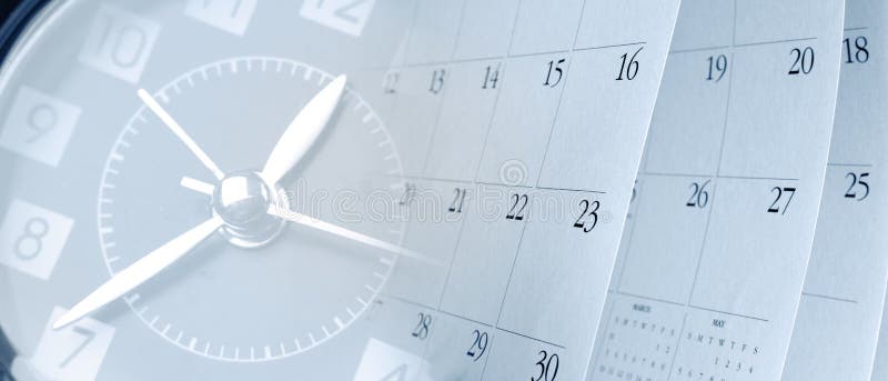 Clock and calendar pages stock photo. Image of appointment - 236386174