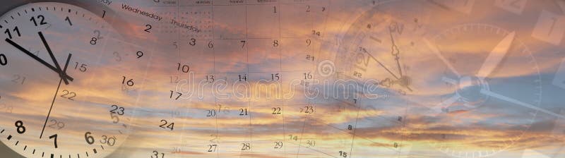 Clocks and Calendars in Sky Stock Image - Image of punctual, month ...