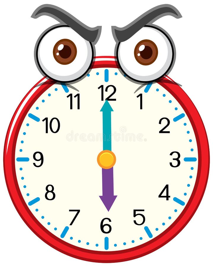 Clock Cartoon Character with Facial Expression Stock Vector ...
