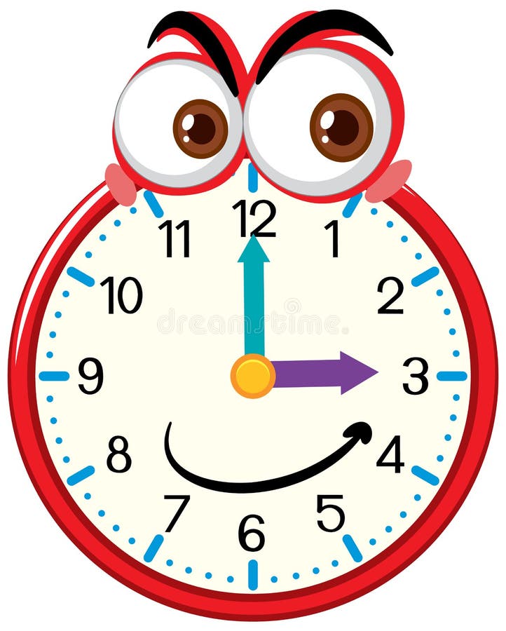 Clock Cartoon Character with Facial Expression Stock Vector ...