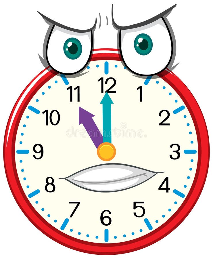 Clock Cartoon Character with Facial Expression Stock Vector ...