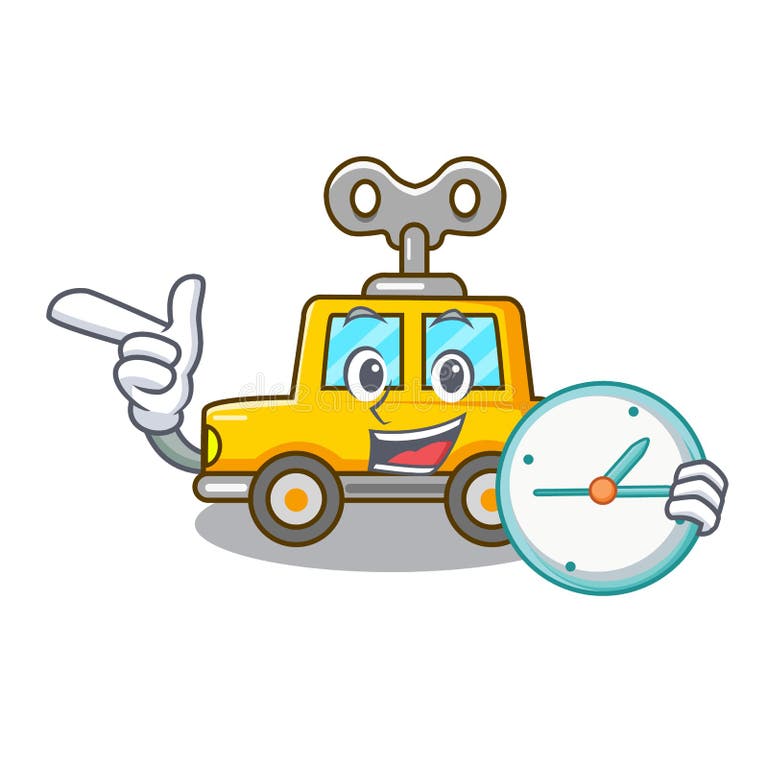 With Clock Cartoon Clockwork Toy Car in Table Stock Vector ...