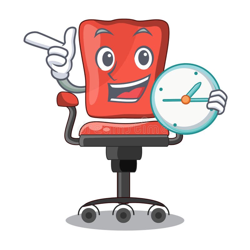 With Clock Cartoon Desk Chair in the Office Stock Vector - Illustration ...