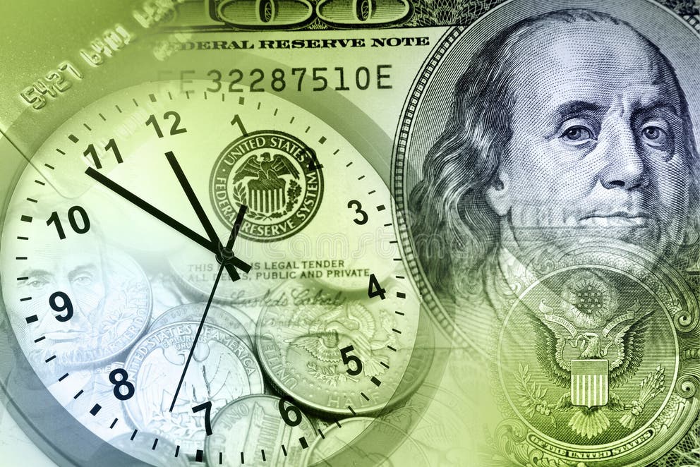 Clock and cash stock photo. Image of banking, debt, future - 26882346