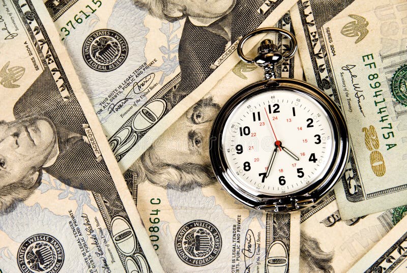 Clock on Cash stock photo. Image of twenty, paper, horizontal - 9264824