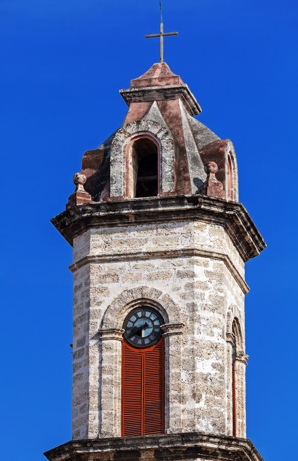 Clock on Cathedral of the Virgin Mary, Havana, Cuba Stock Photo - Image ...