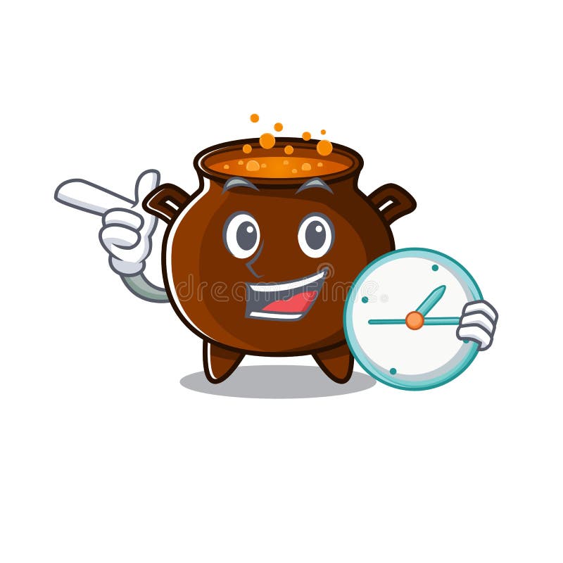 With Clock Cauldron with in the Mascot Shape Stock Vector ...