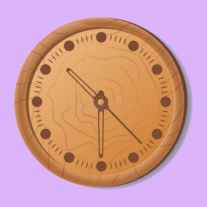 Round Wooden Wall Clock. a Noticeable Structure of the Tree. Minute ...