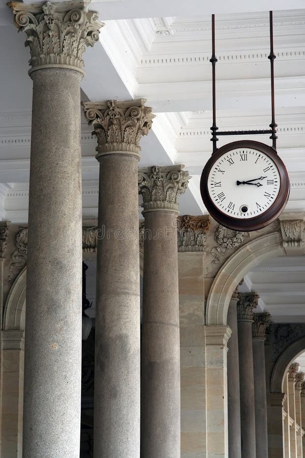Clock on the ceiling stock photo. Image of lacunar, colonnade - 26752034