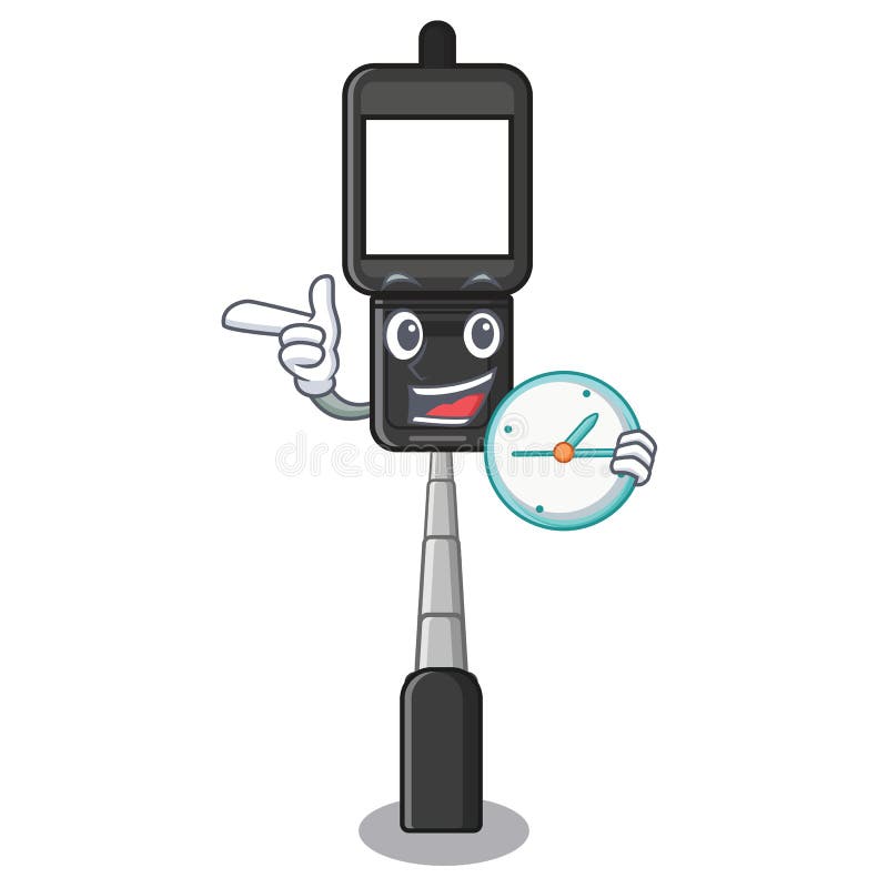 With Clock Cell Phone Holder Isolated in Mascot Stock Vector ...