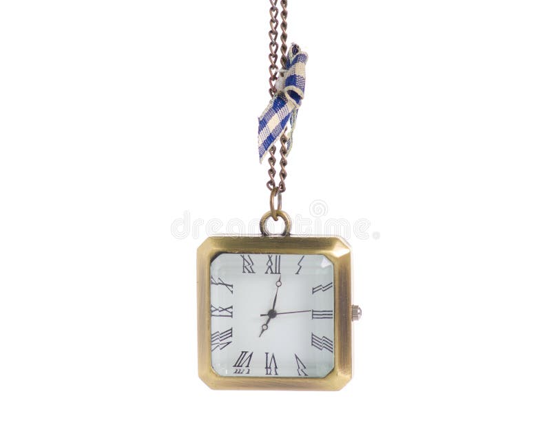Clock on chain stock photo. Image of action, clock, metallic - 119164856