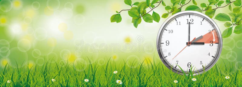 Clock Change Standard Time Spring Green Header Stock Vector ...