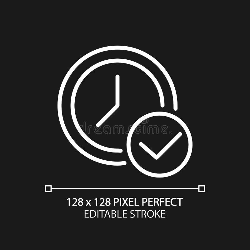 Clock with Check Mark Pixel Perfect White Linear Icon for Dark Theme ... Clock with Check Mark Pixel Perfect White Linear Icon for Dark Theme ...