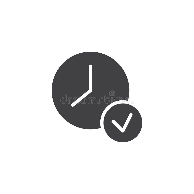Clock with Check Mark Vector Icon Stock Vector - Illustration of timer ...