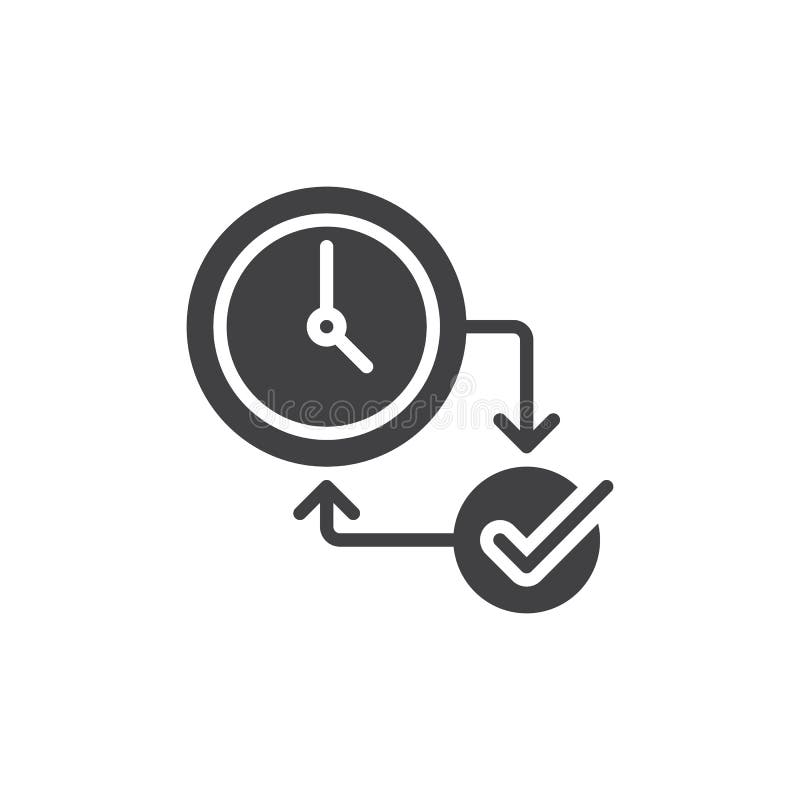 Clock with Check Mark Vector Icon Stock Vector - Illustration of timer ...