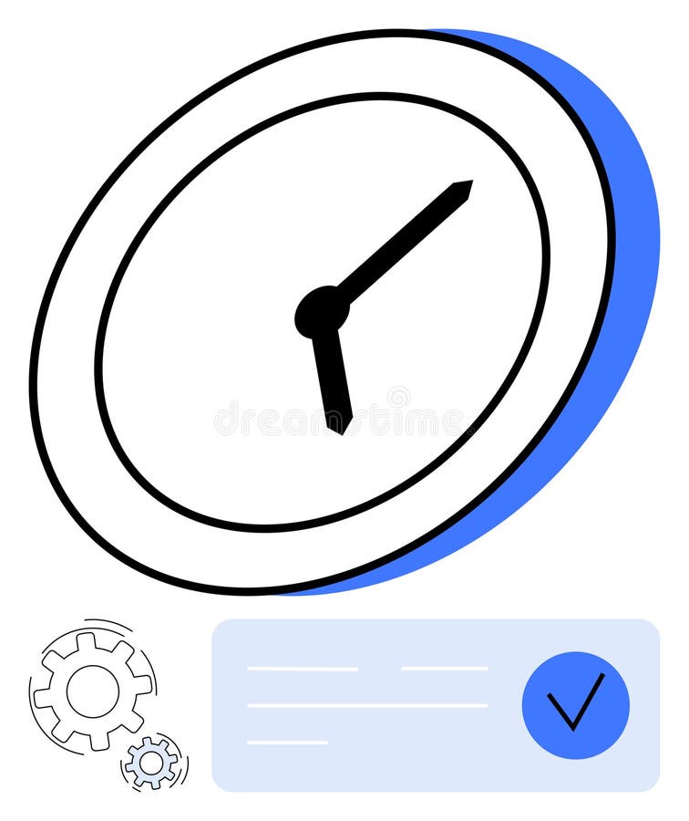 Clock with Checkmark and Gears Representing Time Management ...