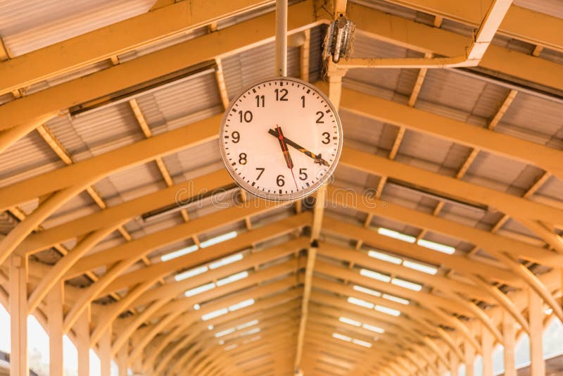 Clock in Chiang Mai Railway Station Stock Photo - Image of ...