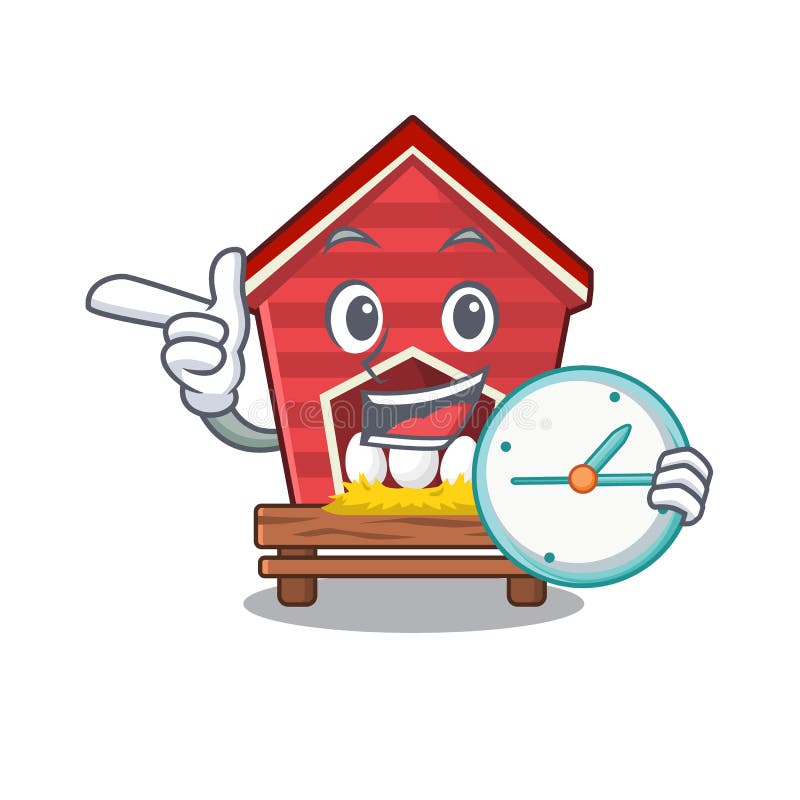 With Clock Chicken Coop in the Cartoon Shape Stock Vector ...