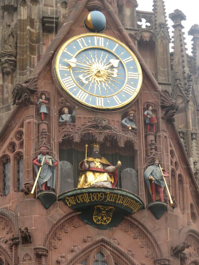 Clock on the Church of Our Lady Stock Image - Image of iron, antique ...