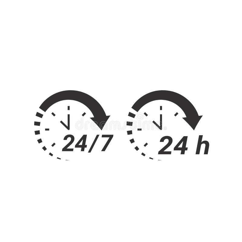 24 7 Clock Circle Arrow for Nonstop Service Icon Stock Vector ...