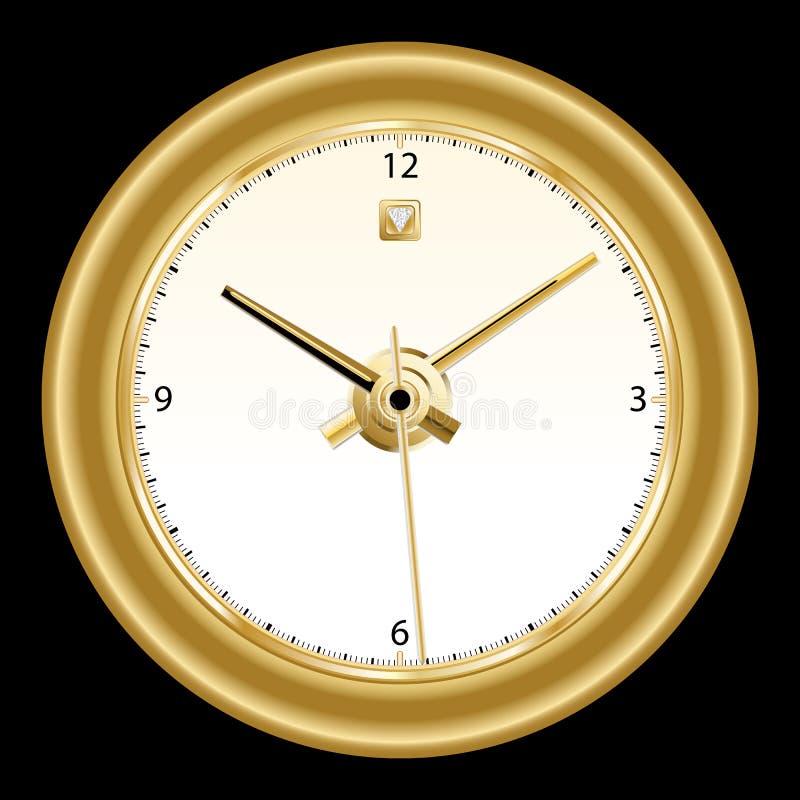 Clock, classic gold rimmed stock vector. Illustration of icon - 18010483