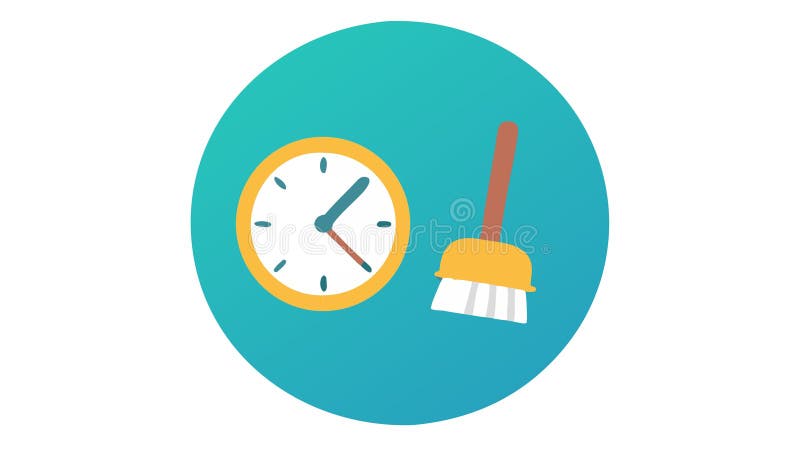 Clock and Cleaning Vector Illustration, Time Management and Cleanup ...