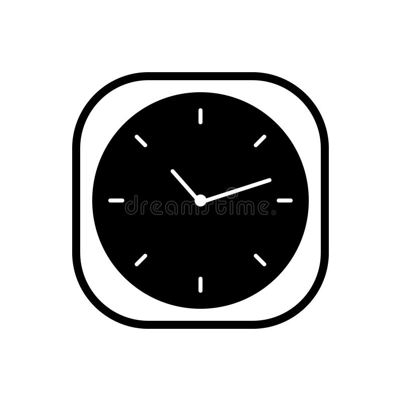 Black Solid Icon for Clock, Time and Watch Stock Vector - Illustration ...
