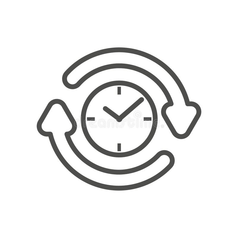 Clock with Clockwise Vector Icon Isolate on White Background for ...