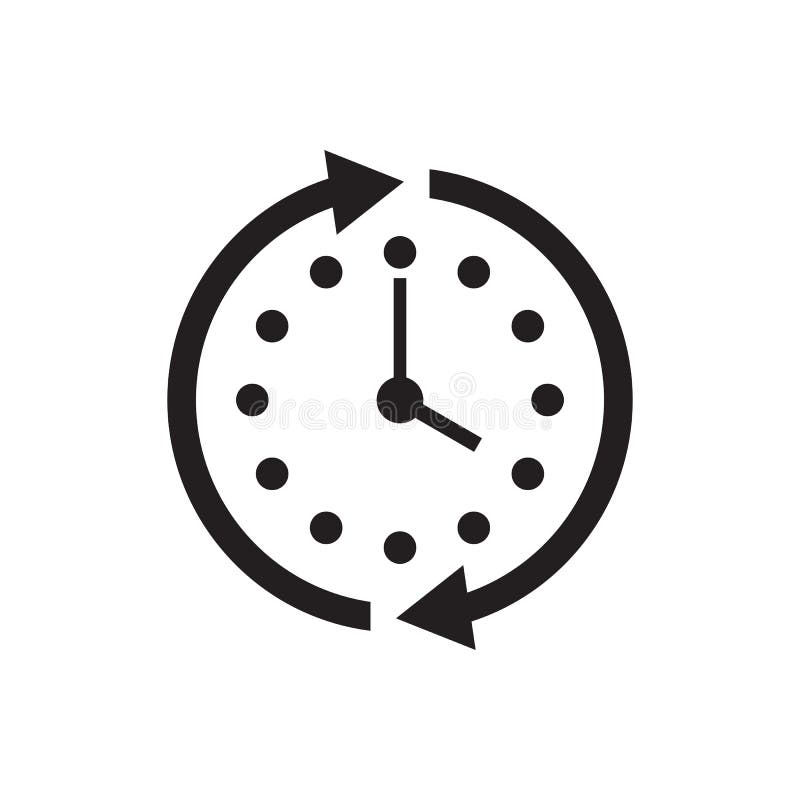 Clock with Clockwise Vector Icon Isolate on White Background for ...