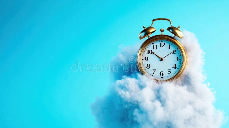 Clock on a Cloud Against a Blue Background Stock Illustration ...