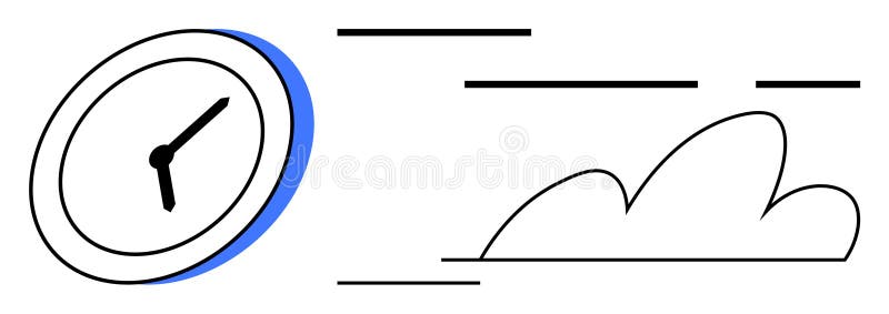 Clock and Cloud Speed Concept with Minimalist Design, Indicating Fast ...