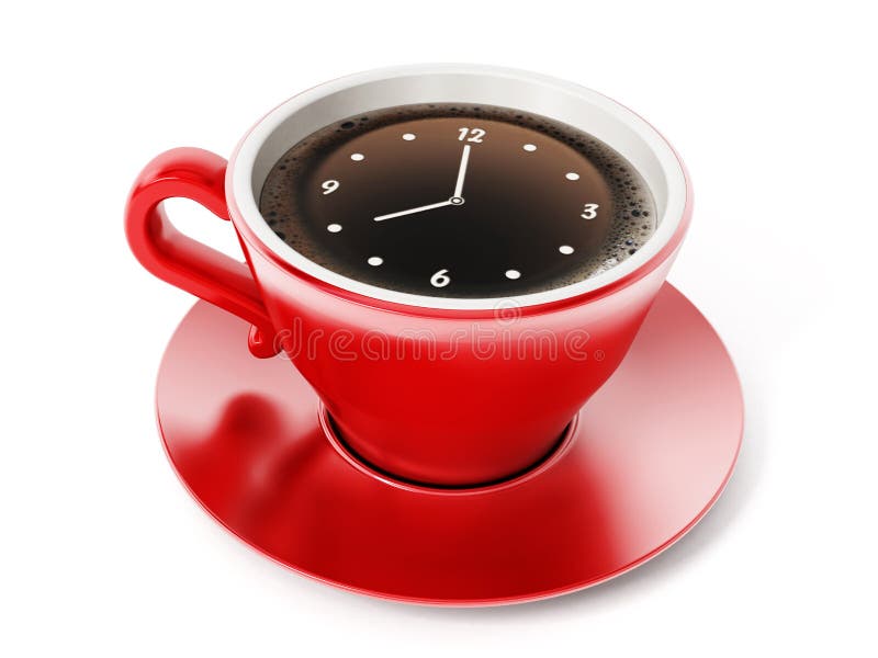 Clock on coffe cup stock illustration. Illustration of brown - 60461236